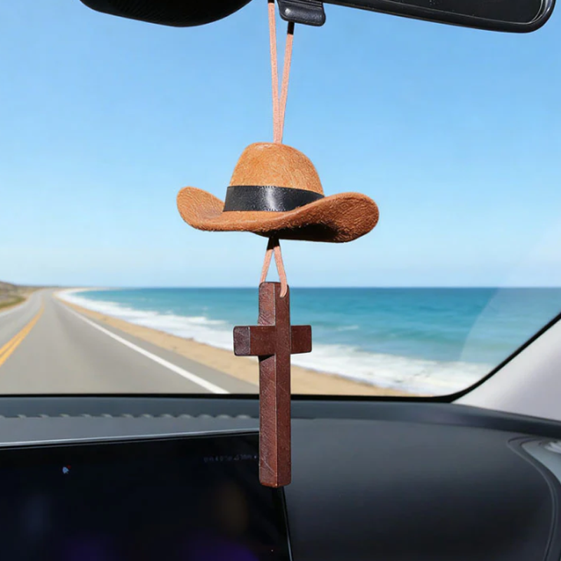 Zyntra Cowboy Hat & Cross Car Charm – GLIZM