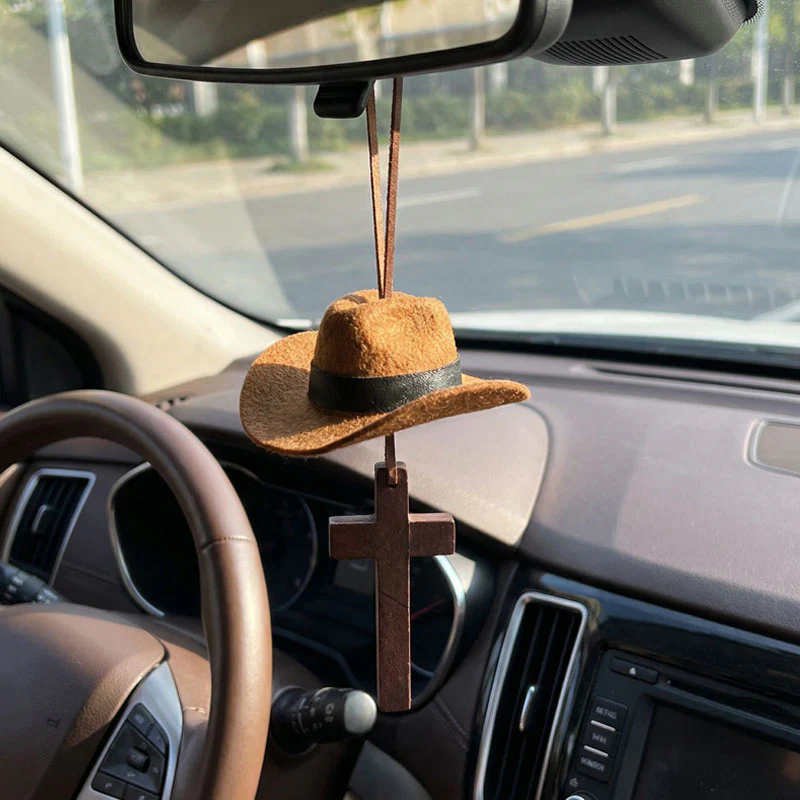 Zyntra Cowboy Hat & Cross Car Charm – GLIZM